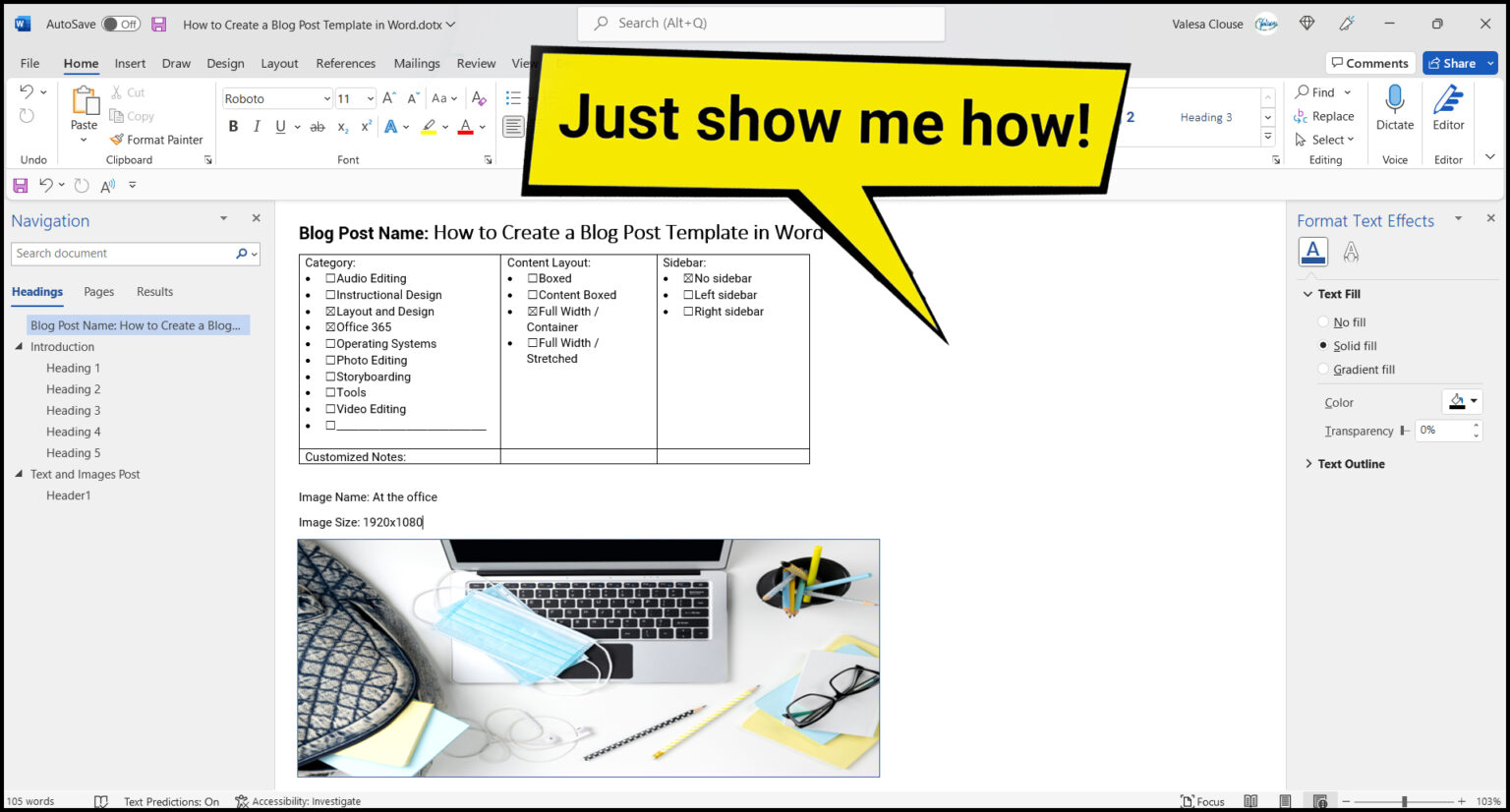 How to Create a Blog Post Template in Word - cValesa