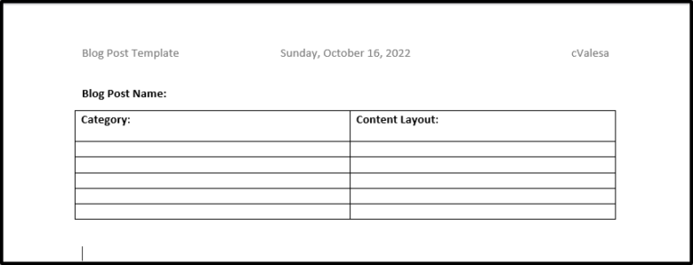 How to Create a Blog Post Template in Word - cValesa